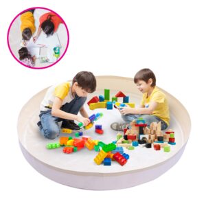 Cacaomom Activity Play Mat for Kids and Toddlers - 60” Diameter, Durable Mats for Floor - with Fun Activity Shapes