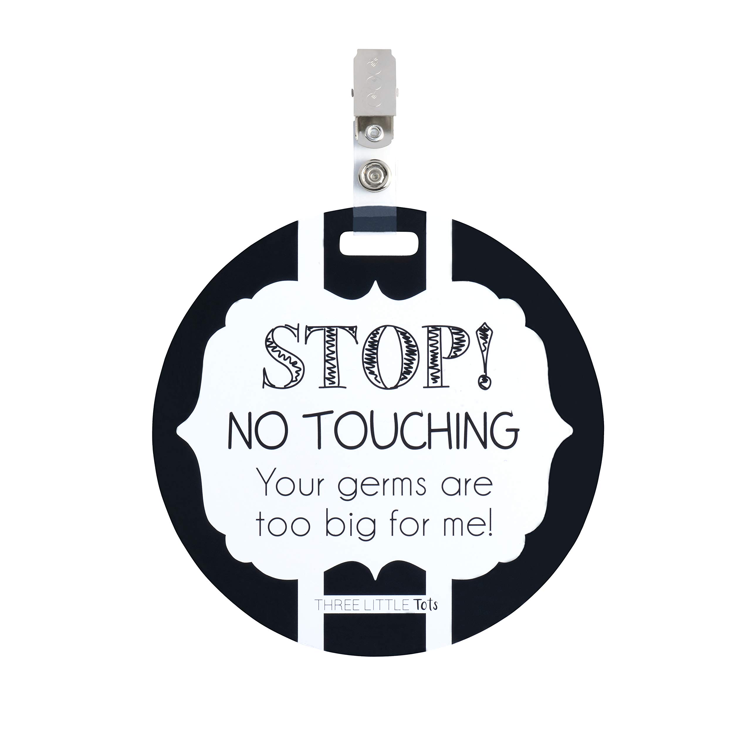 No Touching Baby Car Seat Sign for Newborn Car Seat or Stroller (Black & White)