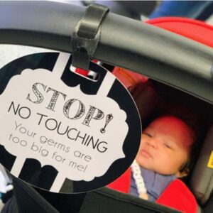 No Touching Baby Car Seat Sign for Newborn Car Seat or Stroller (Black & White)