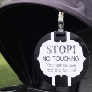 No Touching Baby Car Seat Sign for Newborn Car Seat or Stroller (Black & White)