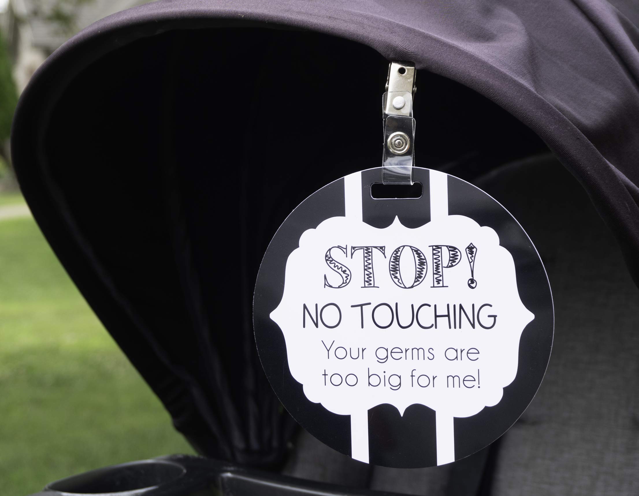 No Touching Baby Car Seat Sign for Newborn Car Seat or Stroller (Black & White)