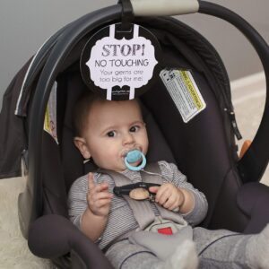 No Touching Baby Car Seat Sign for Newborn Car Seat or Stroller (Black & White)