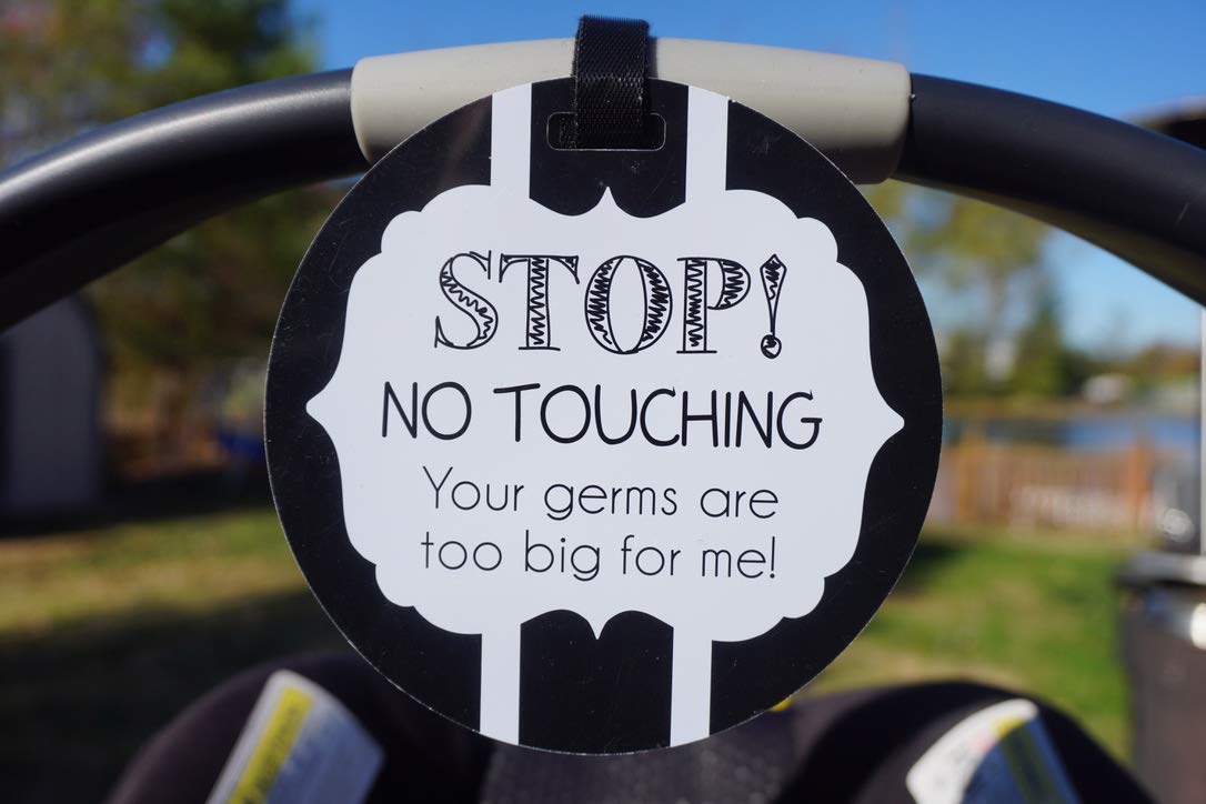 No Touching Baby Car Seat Sign for Newborn Car Seat or Stroller (Black & White)