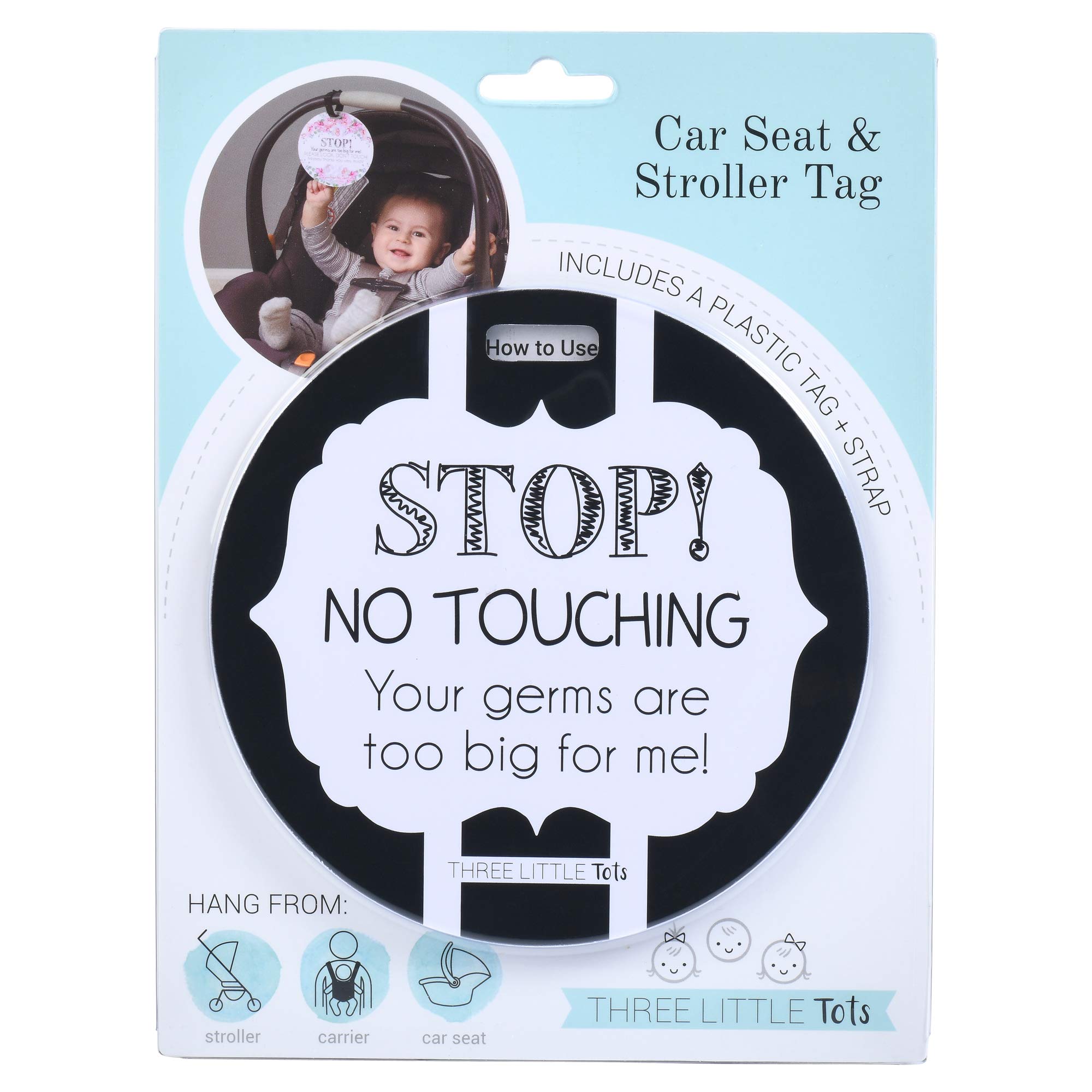 No Touching Baby Car Seat Sign for Newborn Car Seat or Stroller (Black & White)