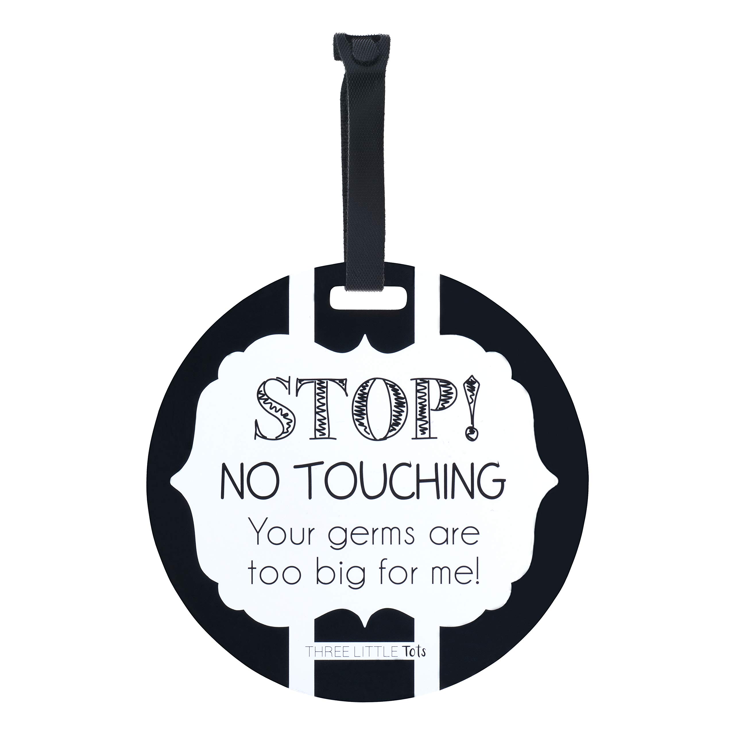 No Touching Baby Car Seat Sign for Newborn Car Seat or Stroller (Black & White)