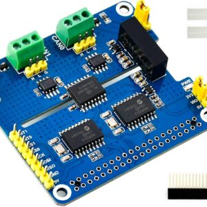 2-Channel Isolated CAN Bus Expansion HAT for Raspberry Pi 4B/3B+/3B/2B/B+/A+/Zero/Zero W, MCP2515 + SN65HVD230 Dual Chips Solution Allow 2-CH CAN Communication Onboard Multi Protection Circuits