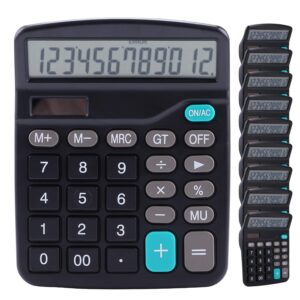 lichamp desk calculators with big buttons and large display, office desktop calculator basic 12 digit with solar power and aa battery (included), 10 bulk pack