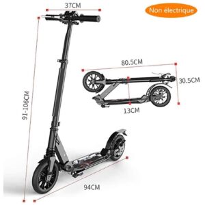 CMMC Adult Kick Scooter with Big Wheels and Disc Handbrake, Quick-Release Folding System - Dual Suspension System Commuter Scooter for Adults and Teens(non-electric)- Supports 220lbs