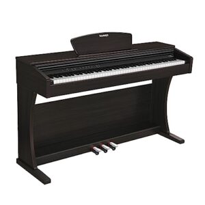 donner ddp-300 digital piano with 88 graded hammer action weighted keys, record, bluetooth, 10 voices, 4 reverb, speakers, professional full fize key keyboard electric dark rose