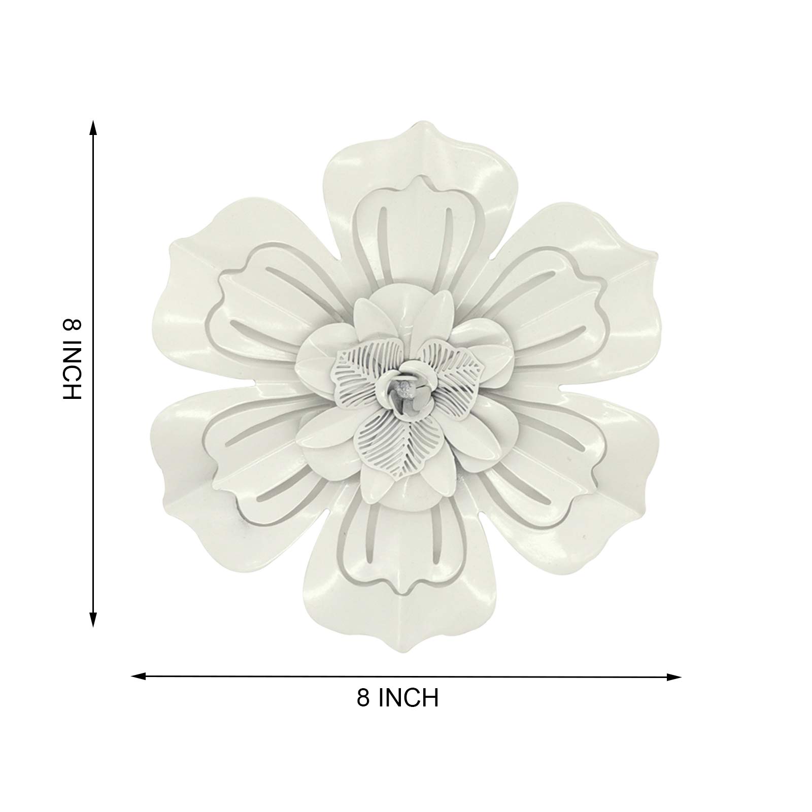 SQshun 11 Inch Large Metal Flower Wall Art Multiple Layer Home Decor for Outdoor Bedroom Living Room Office Garden