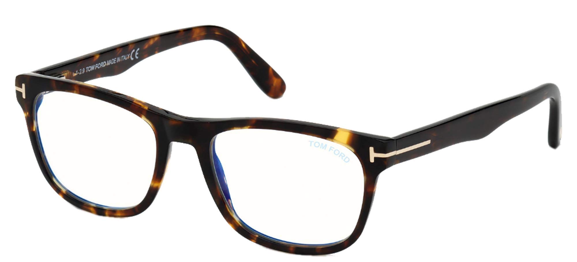 Eyeglasses Tom Ford FT 5662 -B 056 Shiny Vintage Havana/Blue Block Lenses, 54-18-145