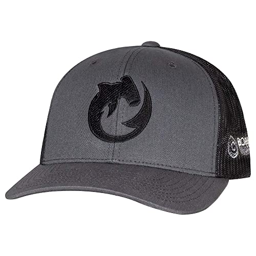 Born of Water Circling Hammerhead Scuba Diving Trucker Hat: Mens Adjustable Snapback | Fishing | Spearfishing | Freediving: Charcoal/Black