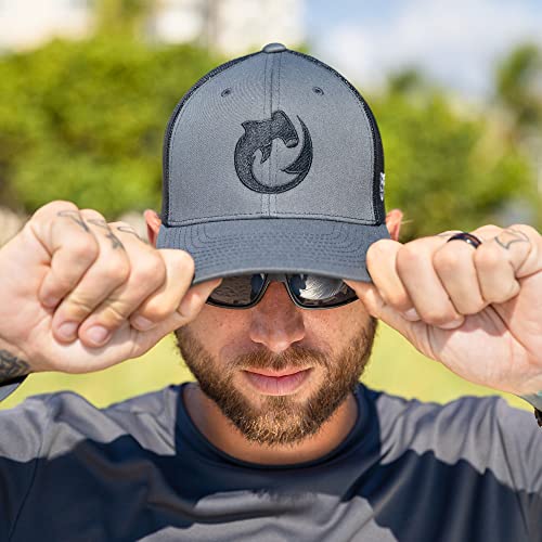 Born of Water Circling Hammerhead Scuba Diving Trucker Hat: Mens Adjustable Snapback | Fishing | Spearfishing | Freediving: Charcoal/Black