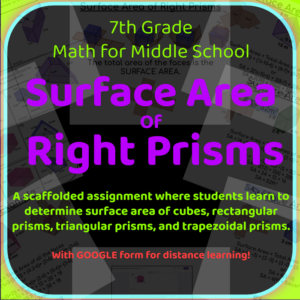 surface area of right prisms with google form for distance learning