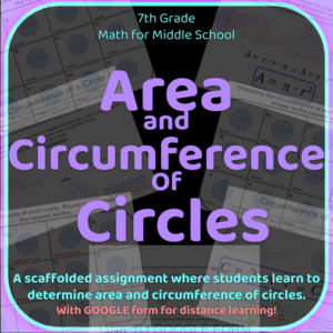 area and circumference of circles with google form for distance learning