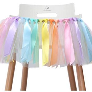 Pastel Rainbow High Chair Banner for 1st Birthday - Party Supplies for Highchair Tutu Skirt, First Birthday with One Pennant,Rainbow Birthday Decorations for Girls (Rainbow Banner)