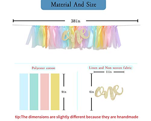 Pastel Rainbow High Chair Banner for 1st Birthday - Party Supplies for Highchair Tutu Skirt, First Birthday with One Pennant,Rainbow Birthday Decorations for Girls (Rainbow Banner)