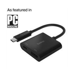 Belkin USB C to HDMI Adapter + USBC Charging Port to Charge While You Display, Supports 4K UHD Video, Passthrough Power up to 60W for Connected Devices, Compatible with MacBook, iPad, Windows