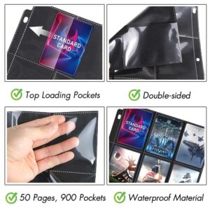 450 Pockets Trading Card Sleeves Binder, Baseball Card Binder Sleeves fit for MTG, Yugioh Cards, Standard Size Sports Card, 3 Ring Binder Card Holder Protector