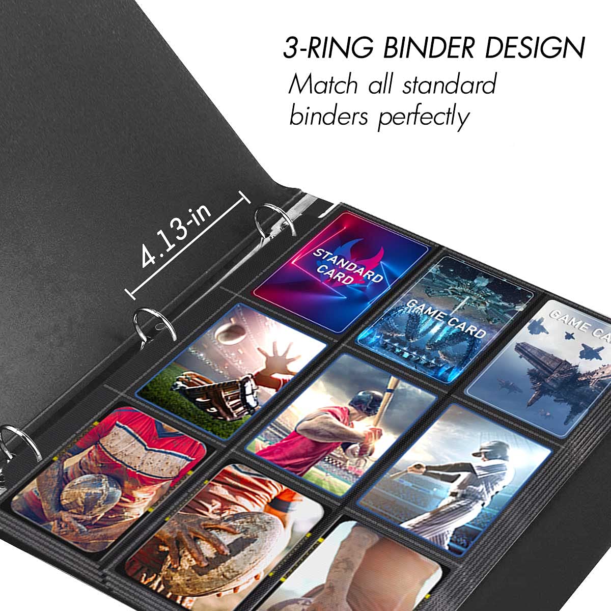 450 Pockets Trading Card Sleeves Binder, Baseball Card Binder Sleeves fit for MTG, Yugioh Cards, Standard Size Sports Card, 3 Ring Binder Card Holder Protector