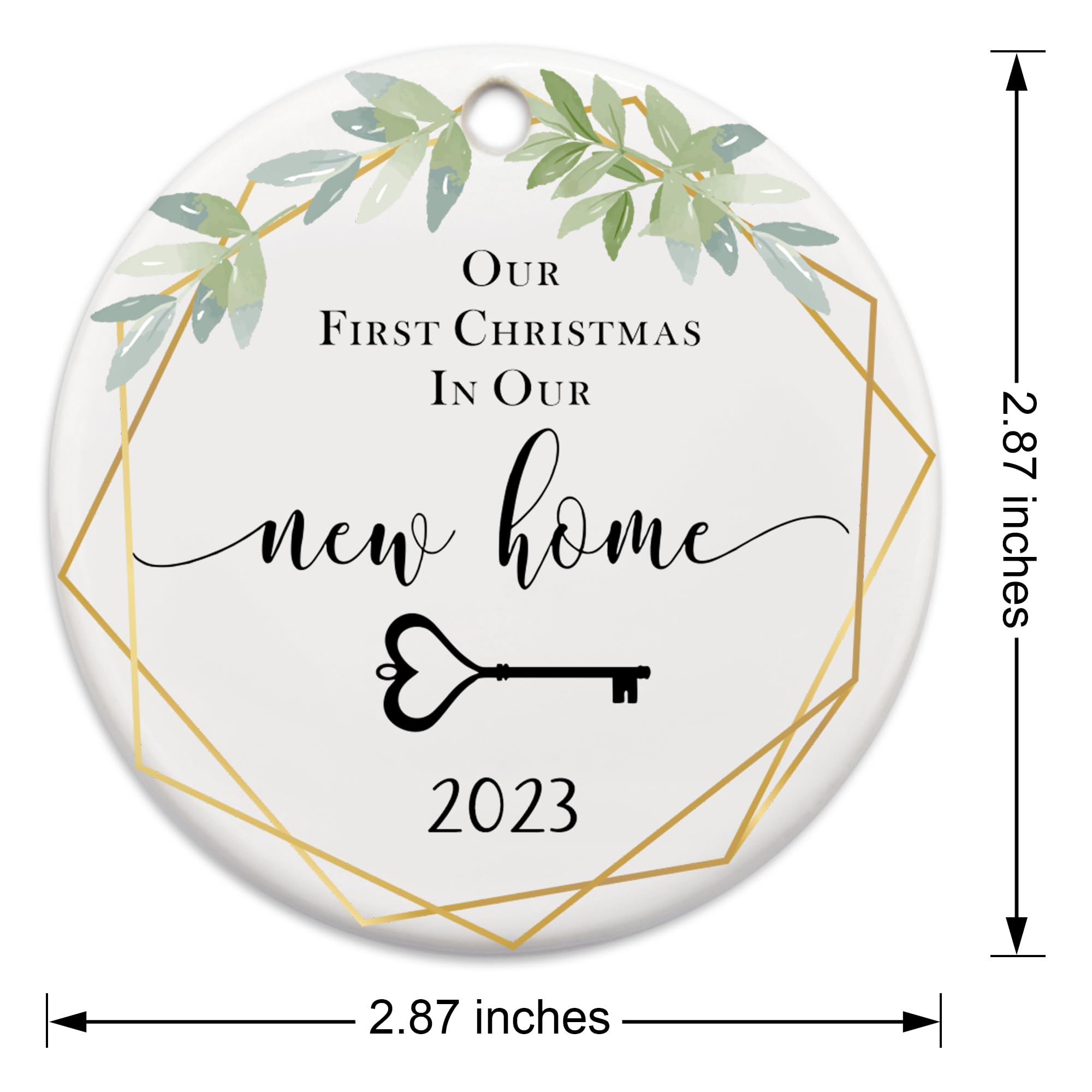 Two-Side Printed Ceramic New Home 2023 Ornament, Our First Christmas in Our New Home 2023 Christmas Ornament, Housewarming Gift