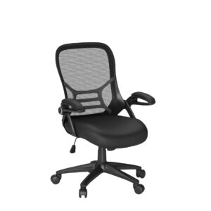 Office Chair Ergonomic Mesh Swivel Computer Task Desk Chair Comfortable, Flip-up Arms, Adjustable Height, Black