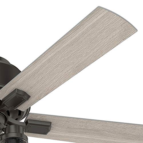 Hunter Hartland Low Profile Indoor Ceiling Fan with LED Lights and Pull Chain, 52", Noble Bronze