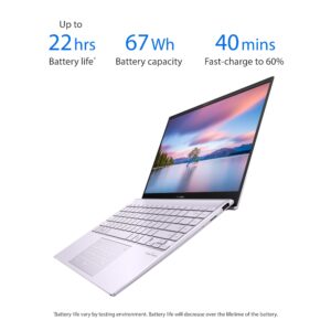 ASUS ZenBook 13 Ultra-Slim Laptop 13.3” FHD NanoEdge Bezel Display, Intel Core i5-1035G1, 8GB LPDDR4X RAM, 256GB PCIe SSD, NumberPad, Thunderbolt, Wi-Fi 6, Windows 10 Home, AI noise-cancellation, Lilac Mist, UX325JA-AB51