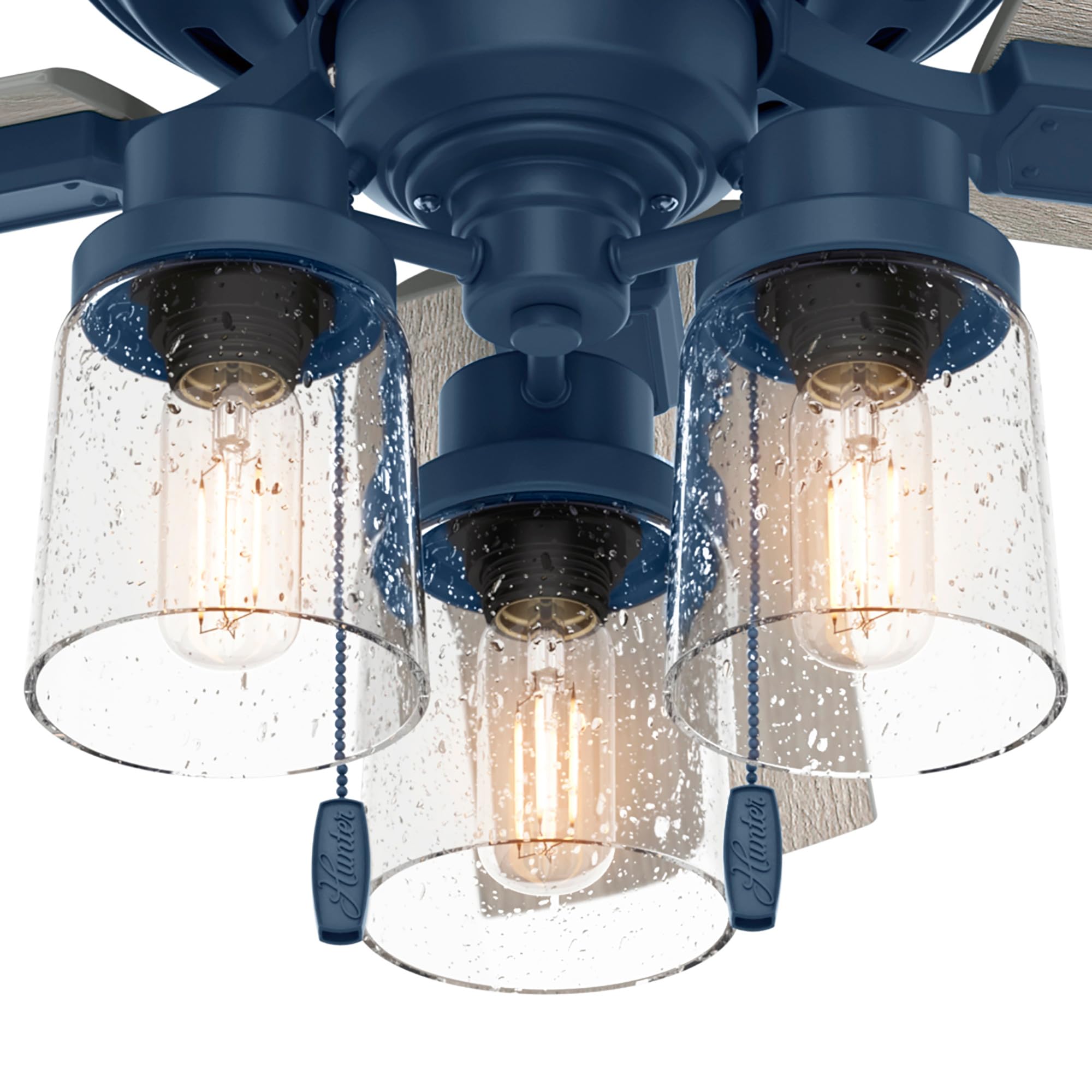 Hunter Hartland Low Profile Indoor Ceiling Fan with LED Lights and Pull Chain, 44", Indigo Blue