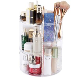 360 rotating makeup organizers, acrylic makeup organizers bathroom lazy susan organizer 360 organizer makeup spinning cosmetics organizer perfume organizer for cosmetics, brushes, creams - clear