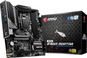 msi mag b460m mortar gaming motherboard (matx, 10th gen intel core, lga 1200 socket, ddr4, cfx, dual m.2 slots, usb 3.2 gen 1, 2.5g lan, dp/hdmi)