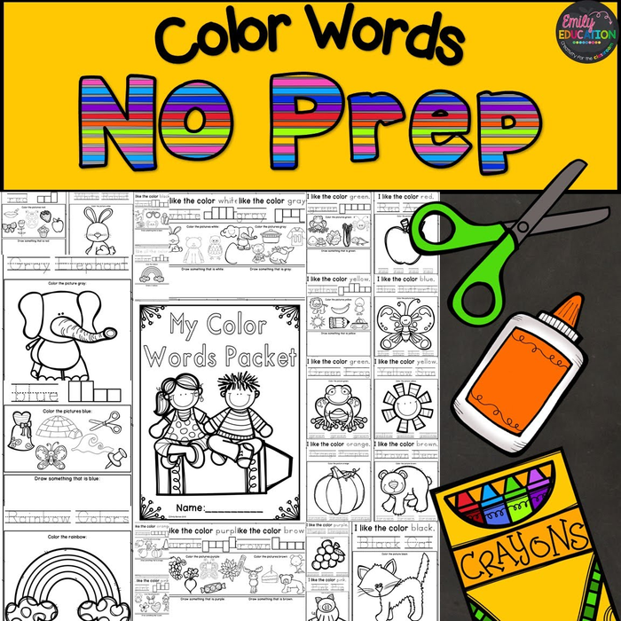 Colors and Color Words Pack NO PREP Activities