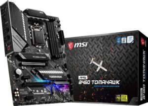 msi mag b460 tomahawk gaming motherboard (atx, 10th gen intel core, lga 1200 socket, ddr4, cfx, dual m.2 slots, usb 3.2 gen 2, 2.5g lan, dp/hdmi, mystic light rgb)