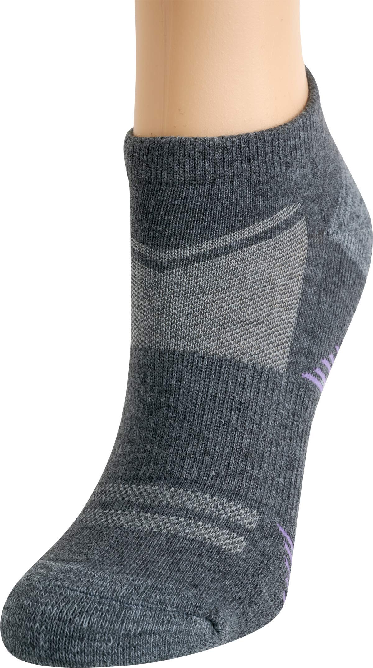 Avia Women's Performance Cushioned Moisture Wicking Low Cut Socks (6 Pack), Grey, Shoe Size: 4 - 9