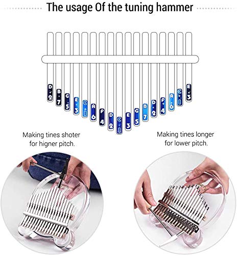 Ylliesy Kalimba 17 Keys Thumb Piano Portable Transparent Acrylic Material Musical Instrument Gifts for Kids Adult Beginners with Carry Bag Tuning Hammer