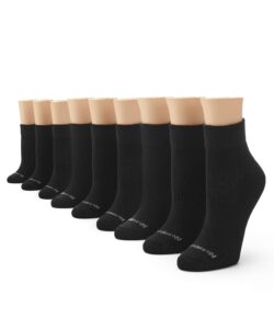 no nonsense womens soft & breathable cushioned quarter top running socks, black - 9 pair pack, 4 10 us