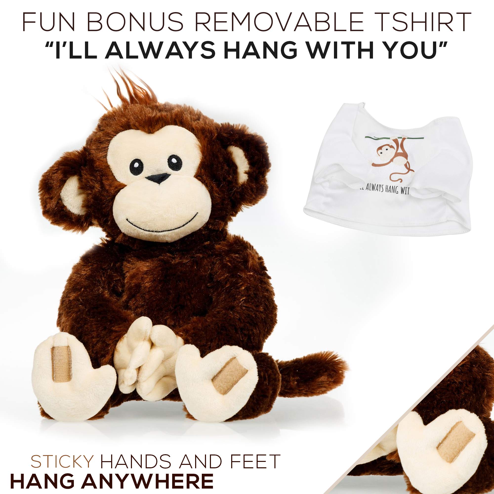 Inflatable Monkey Plush Toy - 11 Inch Stuffed Animal with Sticky Hands & Feet for Monkey Lovers