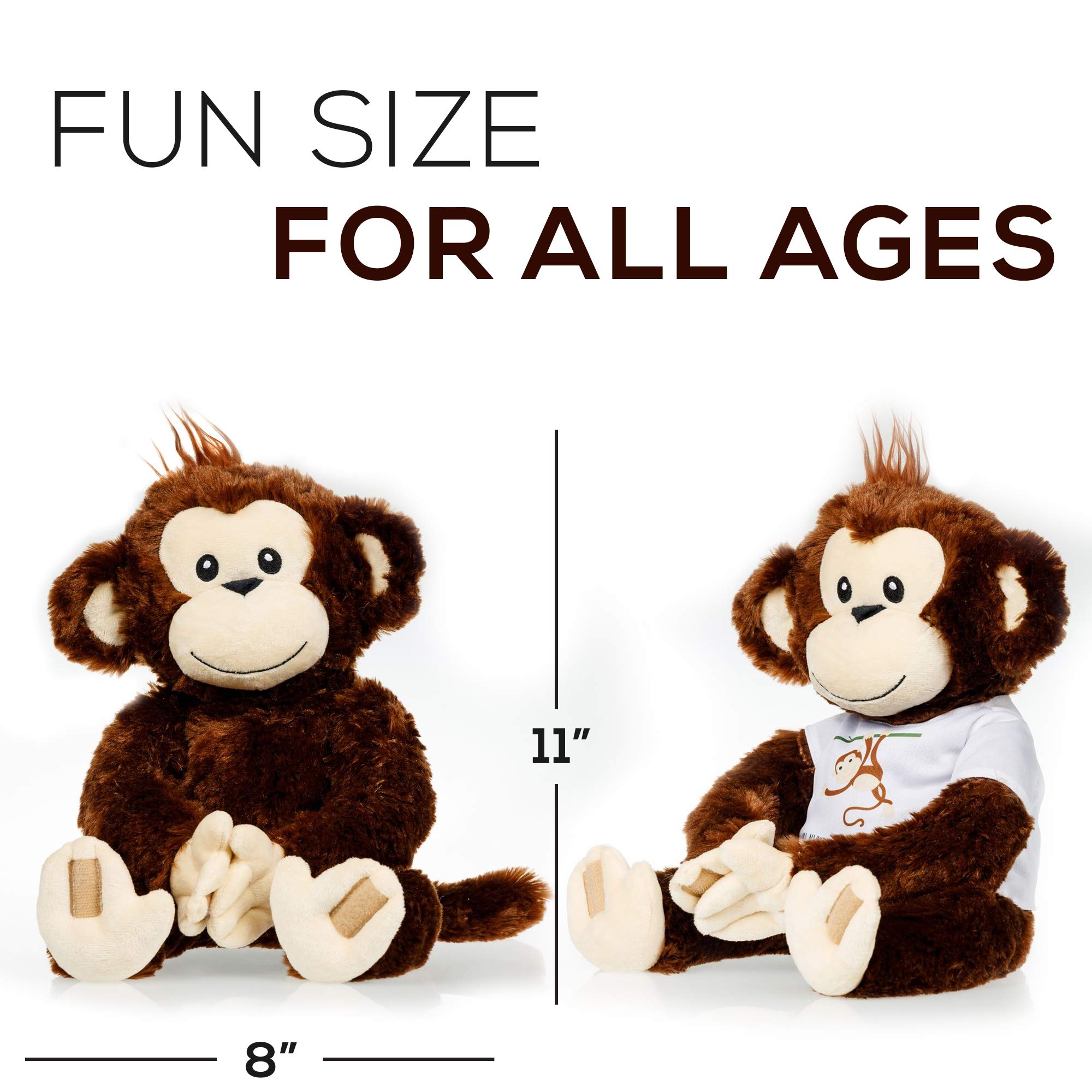 Inflatable Monkey Plush Toy - 11 Inch Stuffed Animal with Sticky Hands & Feet for Monkey Lovers