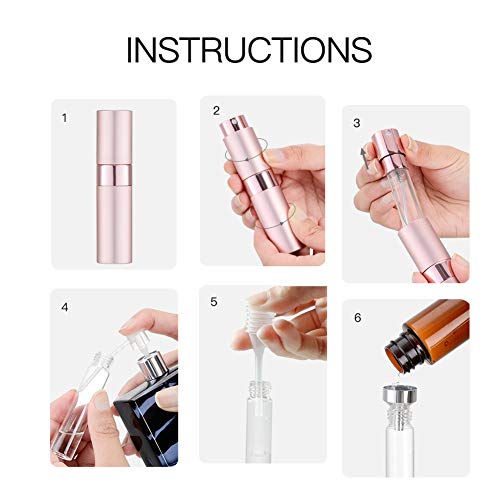 Lisapack 8ML Atomizer Perfume Spray Bottle for Travel (3 PCS) Empty Cologne Dispenser, Portable Sprayer for Men and Women (Black, Silver, Pink)