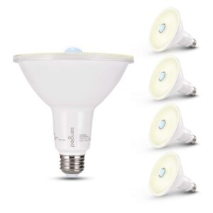 sengled motion sensor outdoor light bulbs, 150 watt equivalent led motion detector flood light bulbs for outside, e26 base par38 motion light bulbs 3000k warm white, 1500lm, waterproof, (pack of 4)