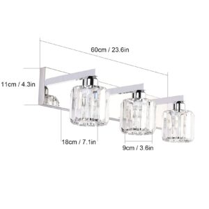 Aipsun Crystal Vanity Light Fixtures Modern Vanity Light for Bathroom Crystal Bathroom Lighting Fixture Wall Light Over Mirror 3 Lights(Not Include Bulb)