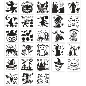 koogel 28 pcs halloween stencils, 5 inch halloween templates halloween pumpkin stencils plastic halloween stencils for diy card craft art drawing painting spraying window glass wood airbrush walls art