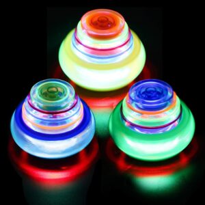 PROLOSO 12 Pack Led Spinning Tops Peg Top Light Up Music Spin Toys Glow in The Dark Party Supplies Gift Multicolored