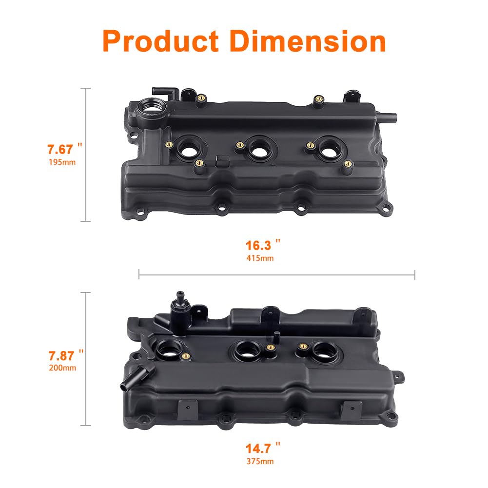 WATERWICH Engine Valve Cover with Gasket Compatible with Nissan Maxima Murano Altima 3.5L Turbo 2002 2003 2004 2005 2006 2007 Replaces 264-985 264-984 (Set of 2)