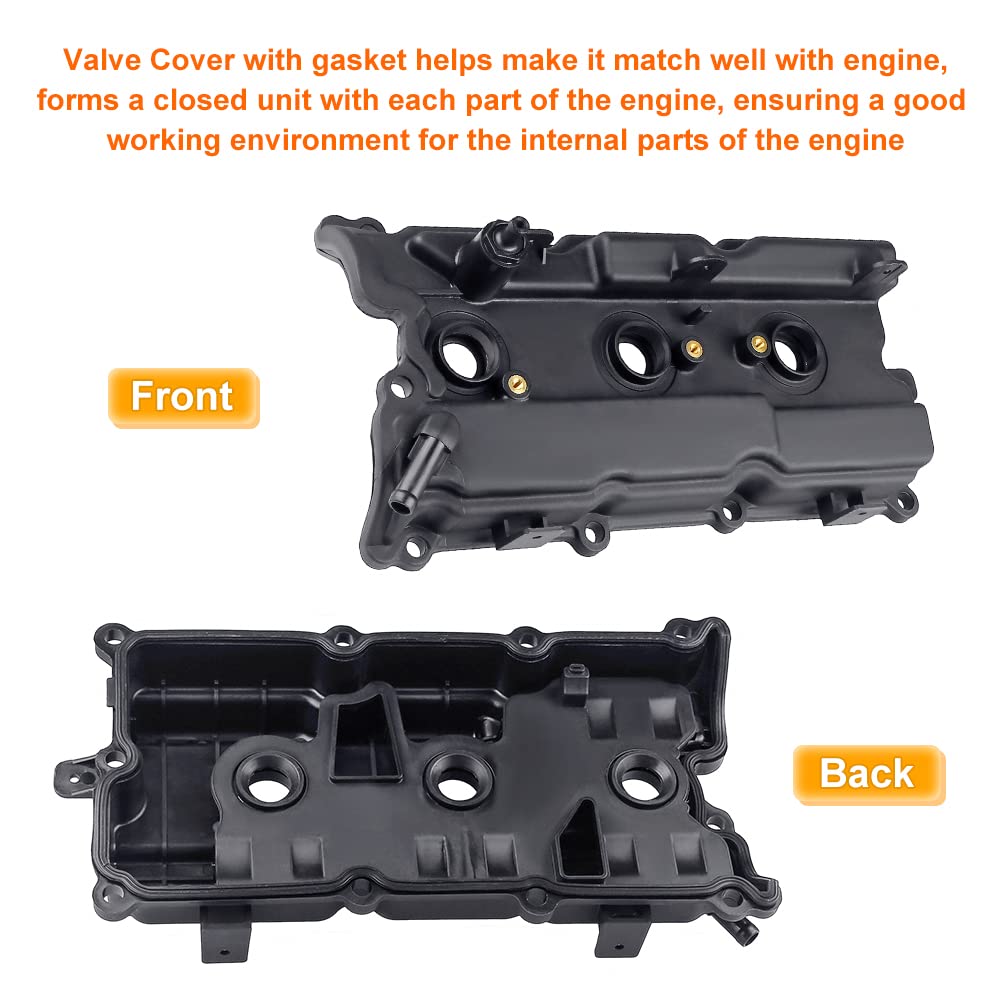 WATERWICH Engine Valve Cover with Gasket Compatible with Nissan Maxima Murano Altima 3.5L Turbo 2002 2003 2004 2005 2006 2007 Replaces 264-985 264-984 (Set of 2)