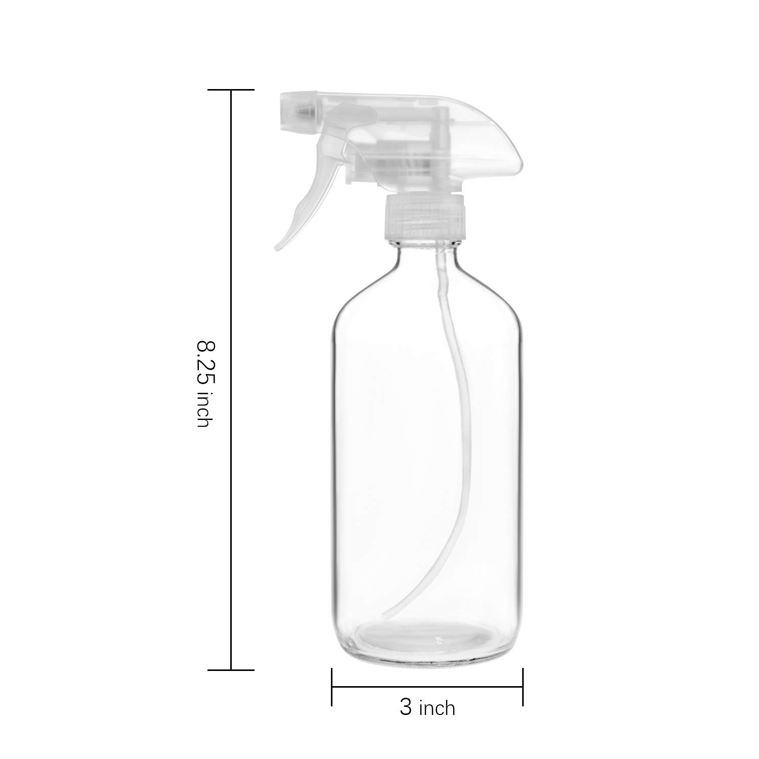 Suwimut 9 Pack Glass Spray Bottles, 16 oz(480ml) Empty Clear Refillable Container for Essential Oils, Cleaning Products, Aromatherapy, Misting Plants or Cooking, Clear Trigger Sprayer with Mist.