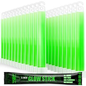 everlit 24 glow sticks - 6 inches light sticks for first aid kit, parties, camping, hiking, outdoor, disasters, emergencies up to 12 hours duration…bulk (24 pack, green)