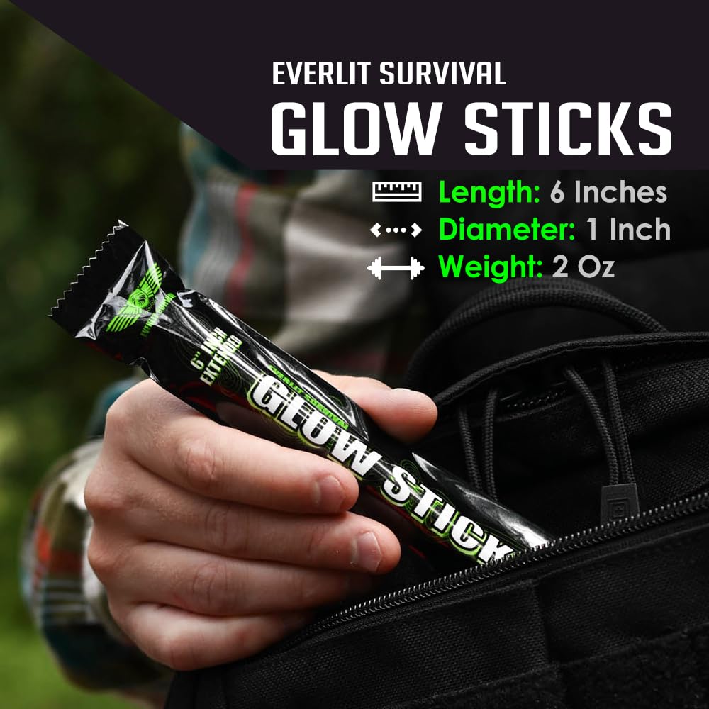 EVERLIT 24 Glow Sticks - 6 Inches Light Sticks for First Aid Kit, Parties, Camping, Hiking, Outdoor, Disasters, Emergencies Up to 12 Hours Duration…Bulk (24 Pack, Green)