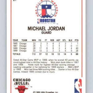 1989-90 Hoops #21 Michael Jordan All-Star NBA Basketball Trading Card Chicago Bulls