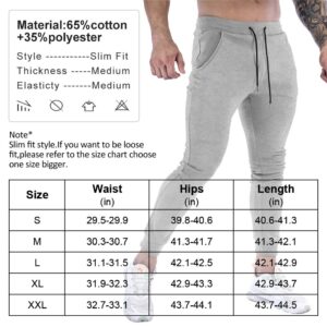 Wangdo Men's Slim Joggers Gym Workout Pants,Sport Training Tapered Sweatpants,Casual Athletics Joggers for Running (Grey-L)